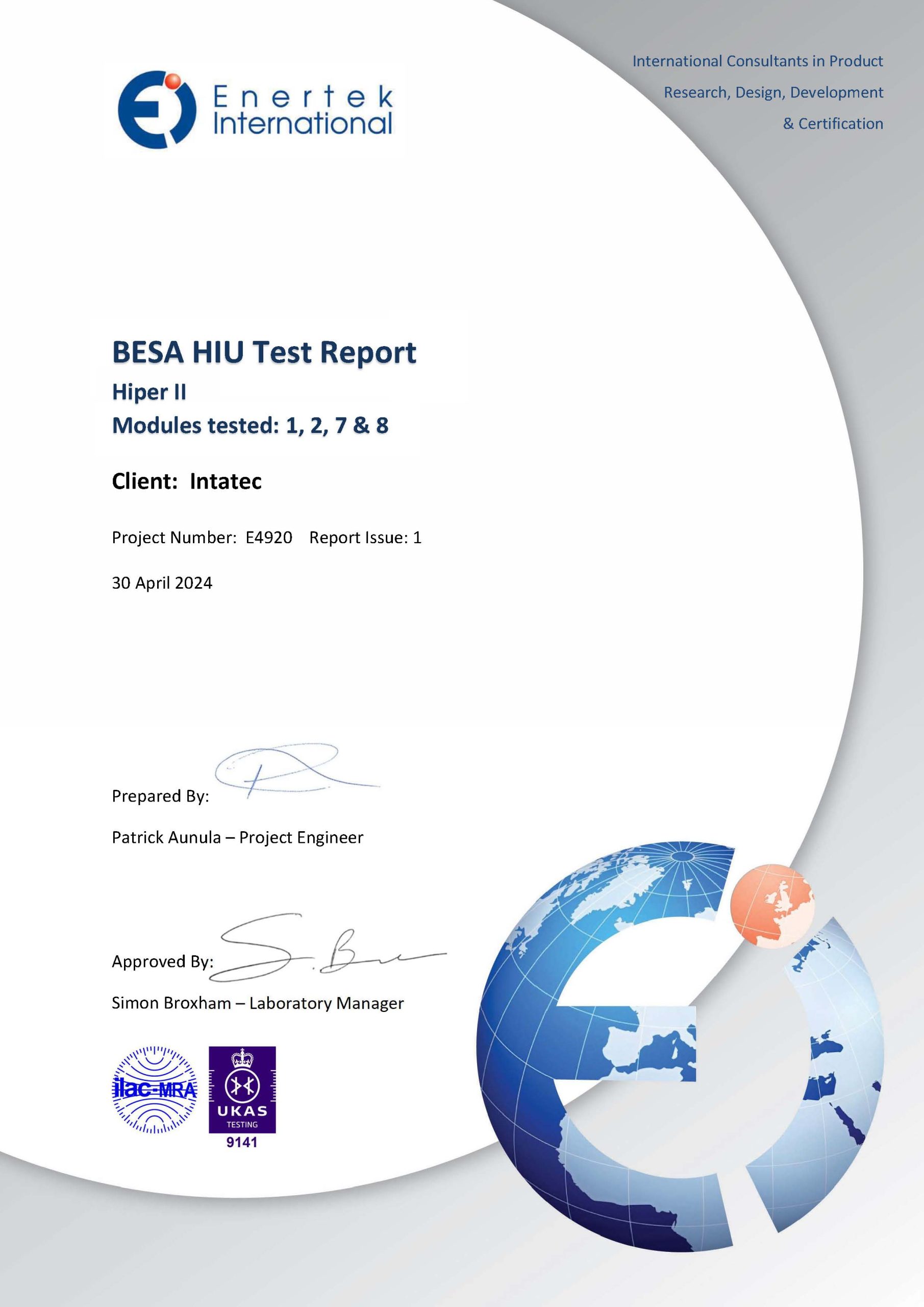 BESA Report – HIUs by Inta